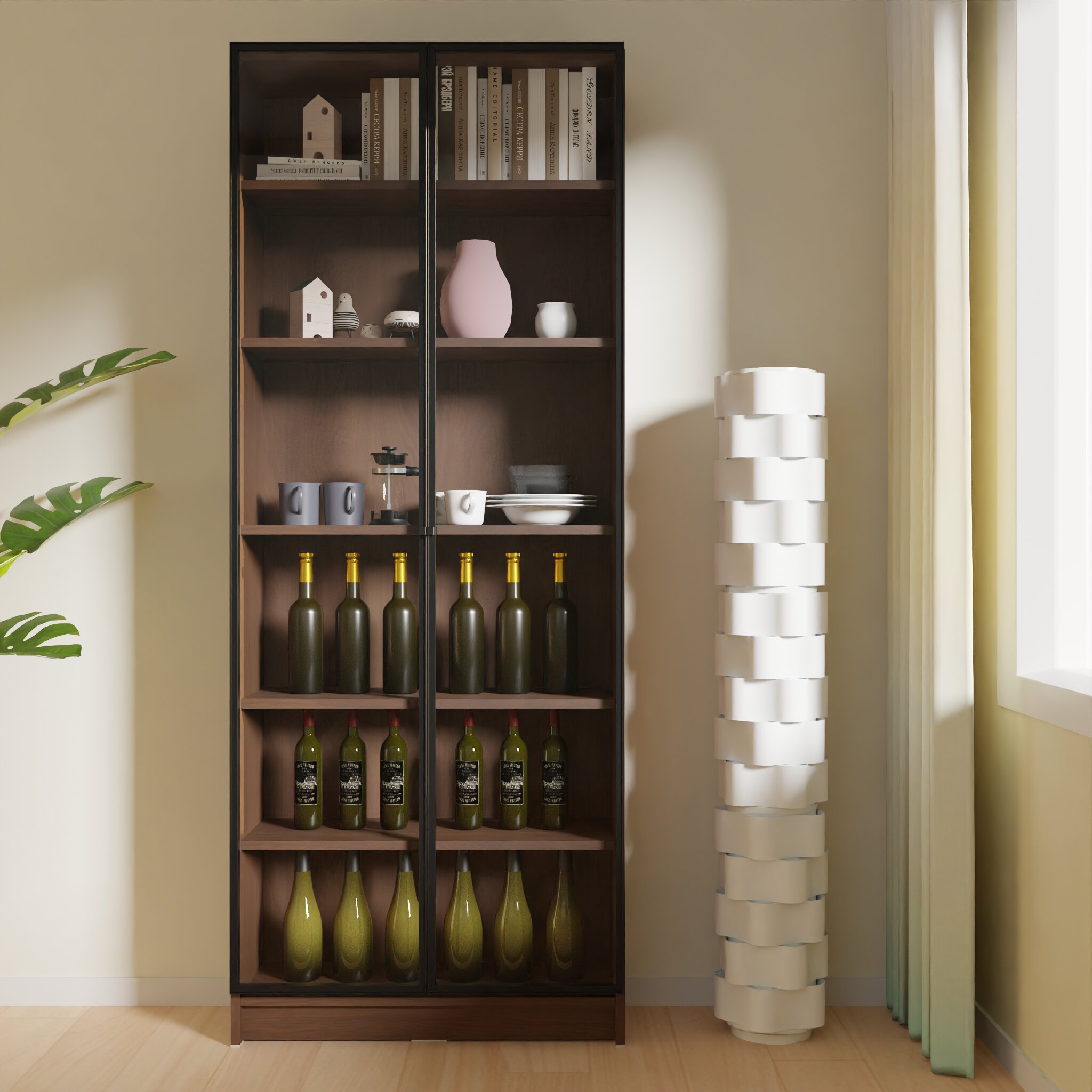 BILLY Display cabinet brown walnut effect - IKEA